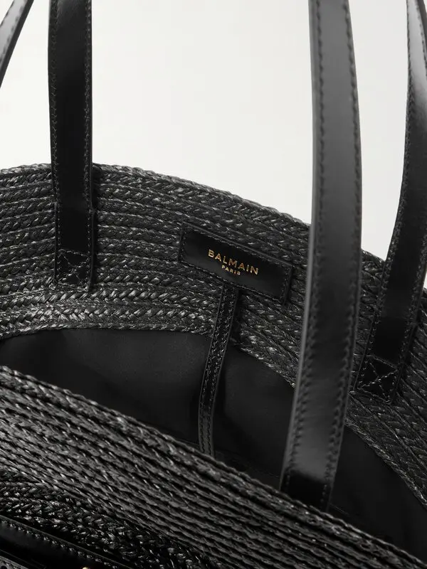 Balmain Shuffle Medium Raffia Shoulder Bag