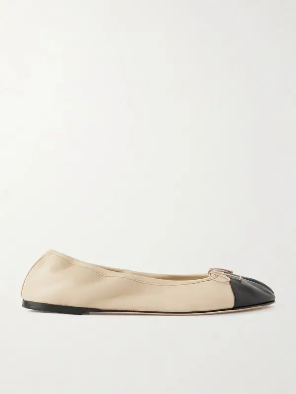 CHRISTEN Tabi Split-toe Leather Ballet Flats - Neutrals