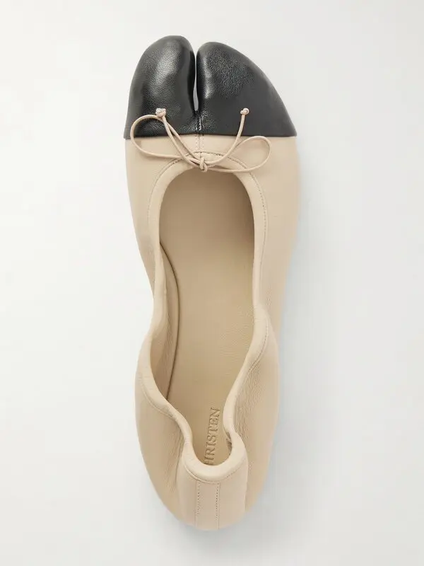 CHRISTEN Tabi Split-toe Leather Ballet Flats - Neutrals