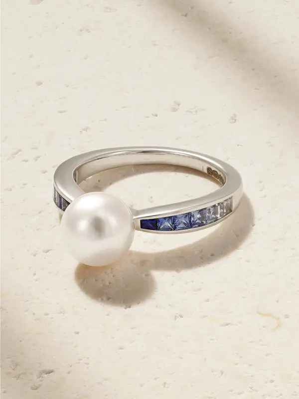 Mikimoto 18-karat White Sapphire And Pearl Ring - Gold