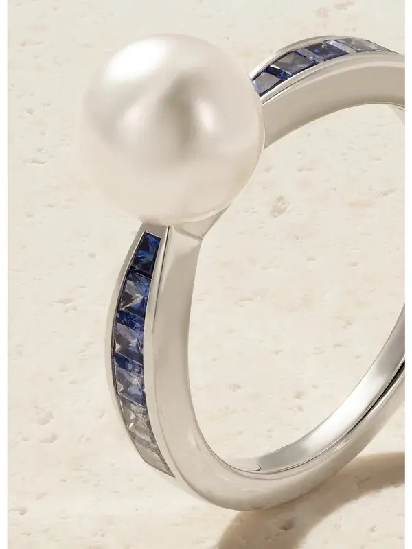Mikimoto 18-karat White Pearl And Sapphire Ring