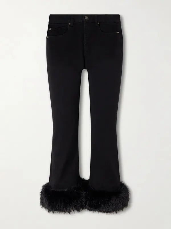 Balenciaga Plush-trimmed Cropped Flare Jeans