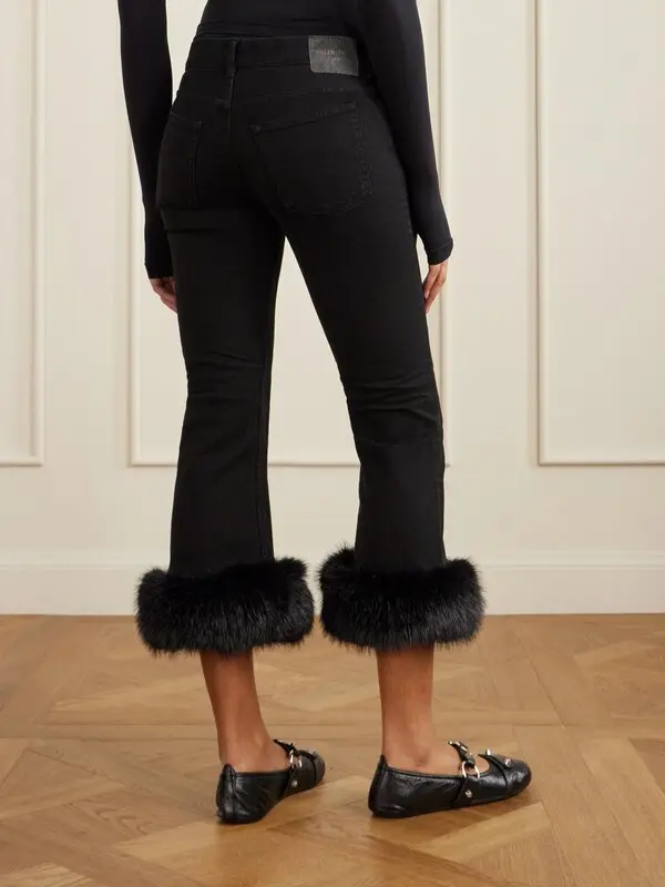 Balenciaga Plush-trimmed Cropped Flare Jeans
