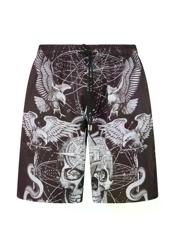 Philipp Plein Tattoo Print Shorts - Black