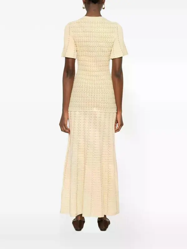 Sandro Textured Knit Maxi Dress With Rhinestone Embellishments