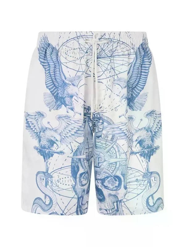Philipp Plein Eagle Skull-print Shorts - White
