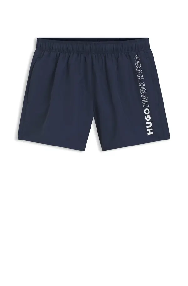 Hugo Swim Shorts With Printed Logos - Dark Blue
