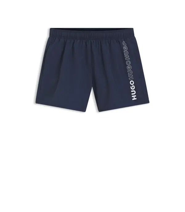 Hugo Swim Shorts With Printed Logos - Dark Blue
