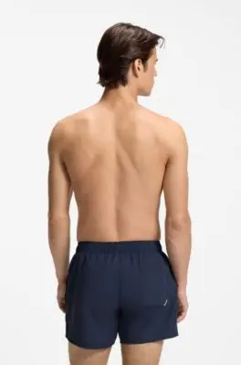 Hugo Swim Shorts With Printed Logos - Dark Blue