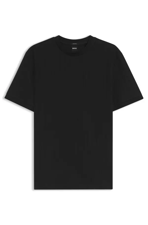 BOSS Vertical-stripe T-shirt In Mercerised Cotton - Black
