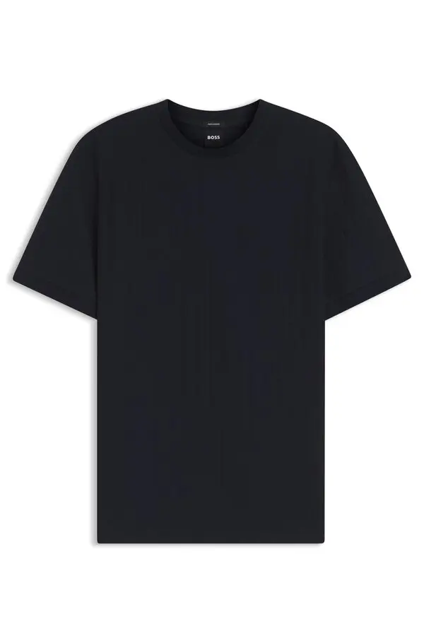 BOSS Vertical-stripe T-shirt In Mercerised Cotton - Dark Blue