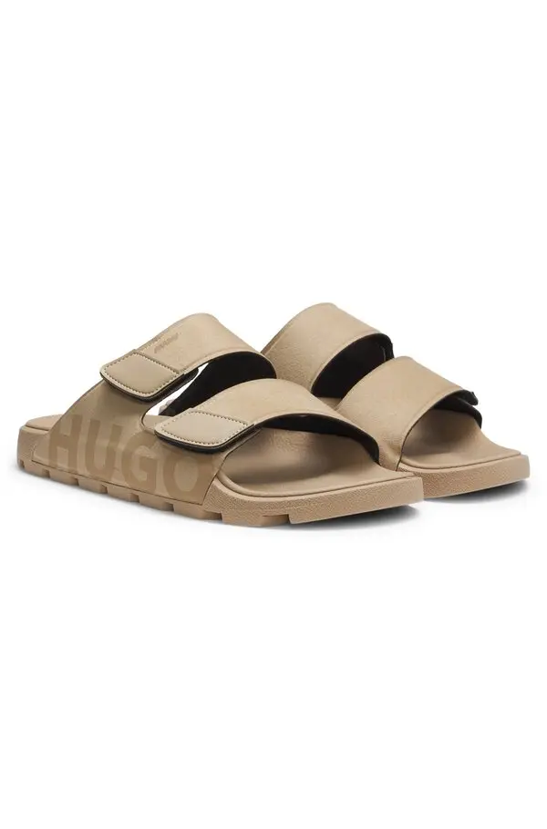 Hugo Faux-suede Slides With Logo - Light Beige