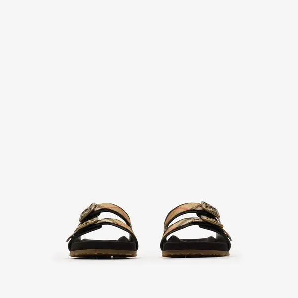 Burberry Check Suede Urchin Sandals - Black