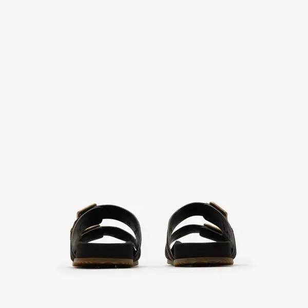 Burberry Check Suede Urchin Sandals - Black