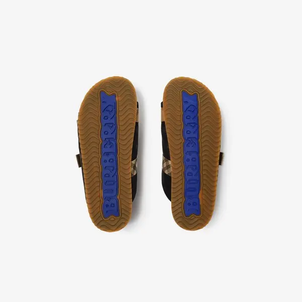 Burberry Check Suede Urchin Sandals - Black