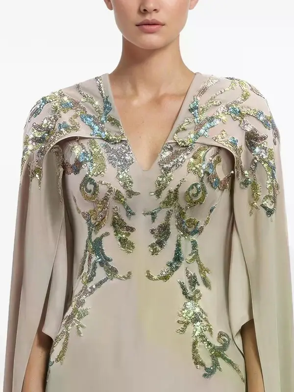 SAIID KOBEISY Embellished-front Cape Dress