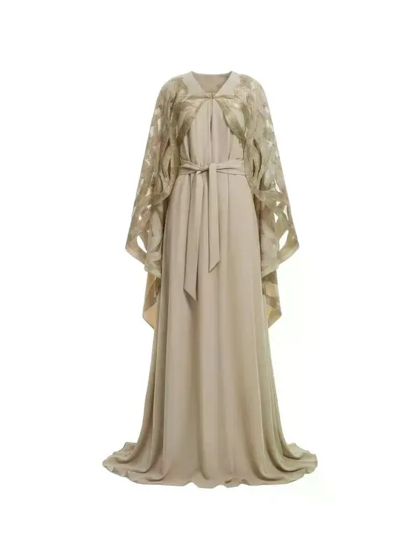 SAIID KOBEISY V-neck Cape-effect Gown