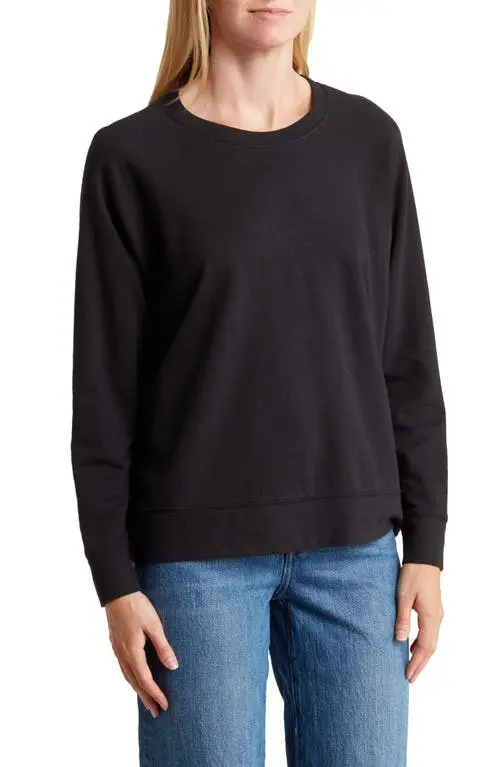 JAMES PERSE Cotton French Terry Relaxed Sweater - Black