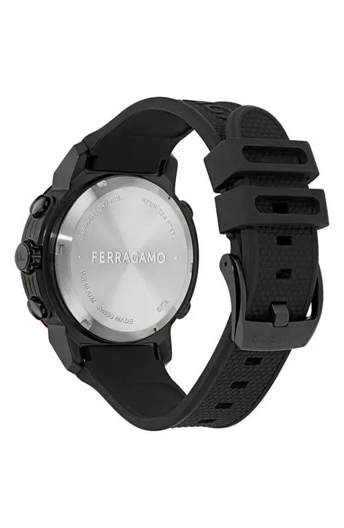 FERRAGAMO Sport Anadigit Strap Watch - Gunmetal/black