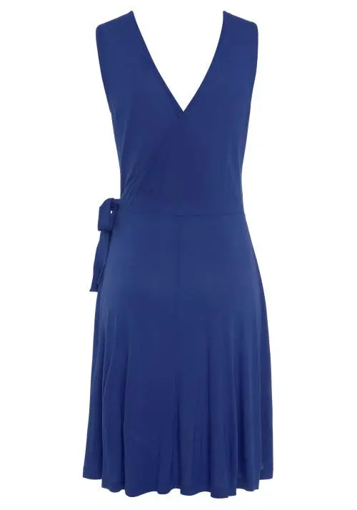 LASCANA Sleeveless Wrap Dress - Blue