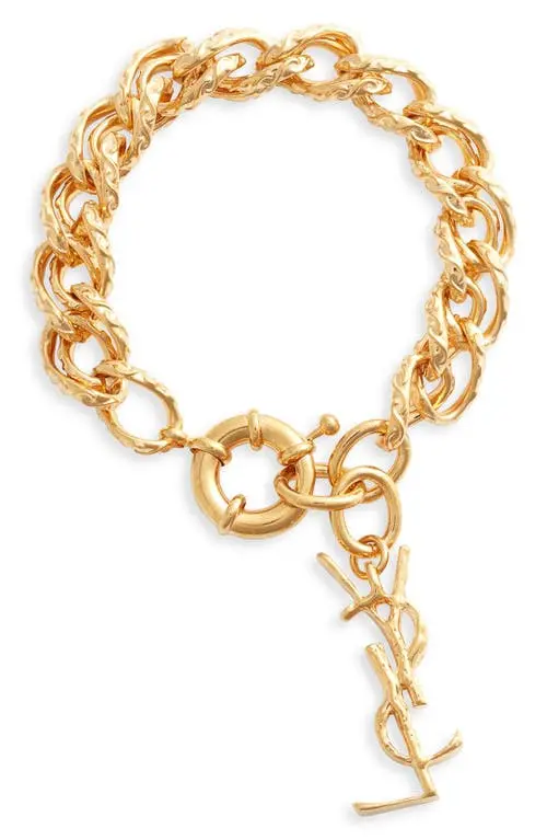 Saint Laurent Hammered Chain Bracelet - Brass Gold