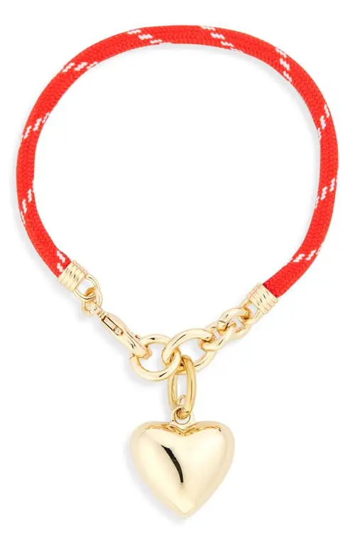 ROXANNE ASSOULIN Happy Cord Heart Charm Bracelet - Gold/red