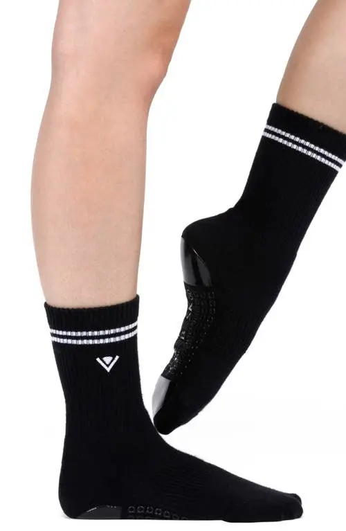 AREBESK Stripe Gripper Crew Socks - Black