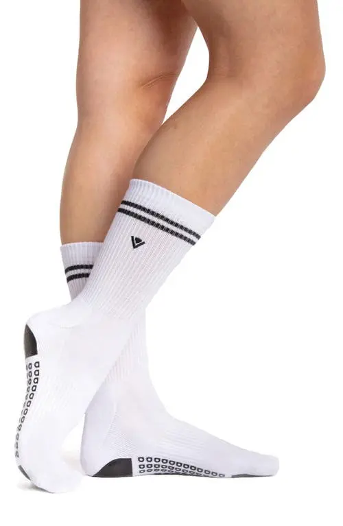 AREBESK Stripe Gripper Crew Socks - White