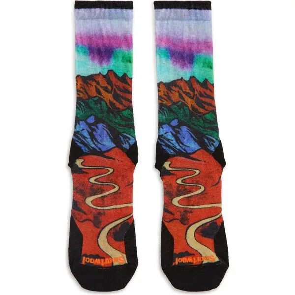 Smartwool Trail Run Singletrack Print Targeted Cushioning Crew Socks - Orange Rust Multi