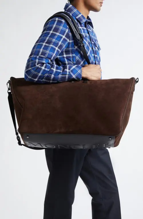 Moncler Carlo Suede Duffle Bag - Chocolate