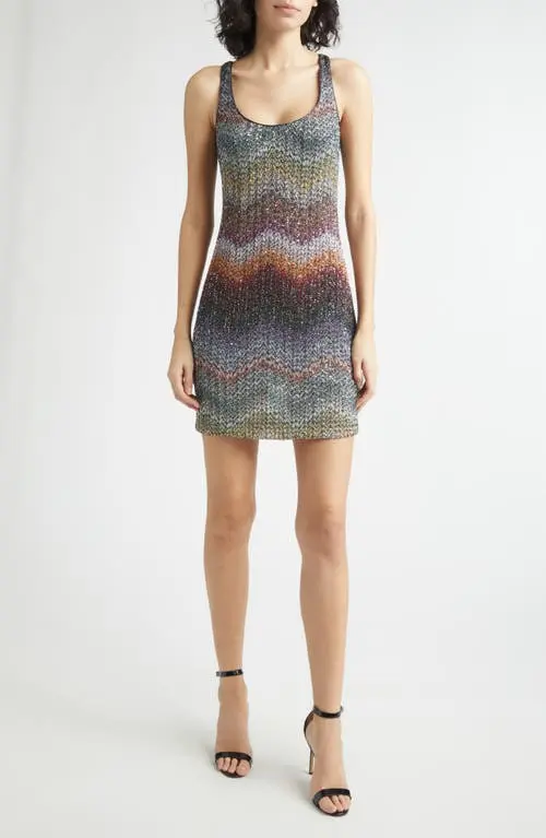 Missoni Zigzag Metallic Sequin Caperdoni Knit Minidress