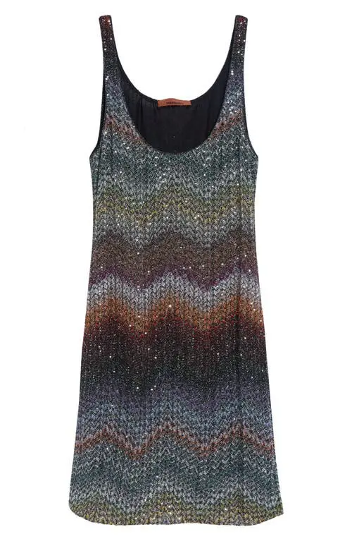 Missoni Zigzag Metallic Sequin Caperdoni Knit Minidress