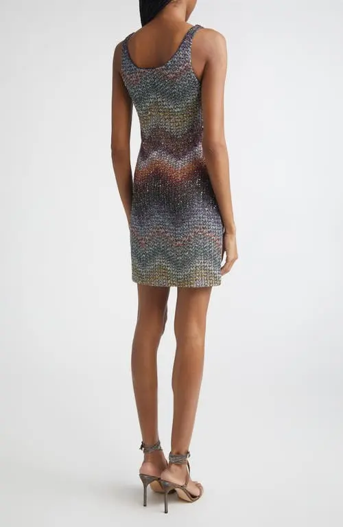 Missoni Zigzag Metallic Sequin Caperdoni Knit Minidress - Multi Dark