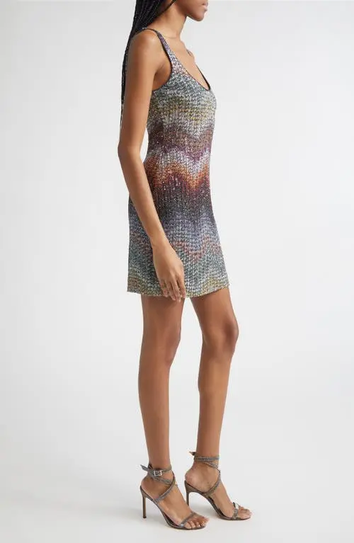 Missoni Zigzag Metallic Sequin Caperdoni Knit Minidress - Multi Dark