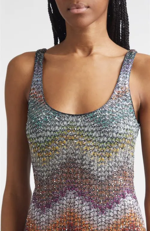 Missoni Zigzag Metallic Sequin Caperdoni Knit Minidress - Multi Dark
