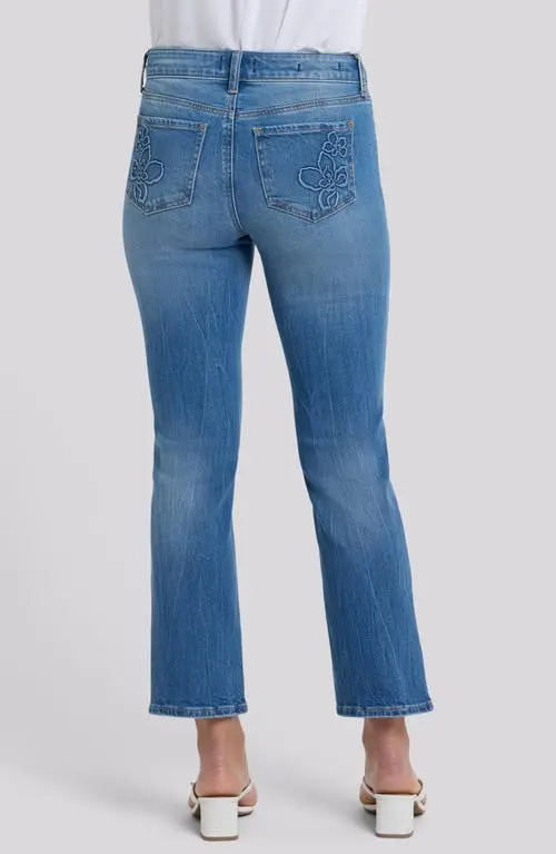 NYDJ Marilyn Floral Pocket Ankle Straight Leg Jeans - Pacifica