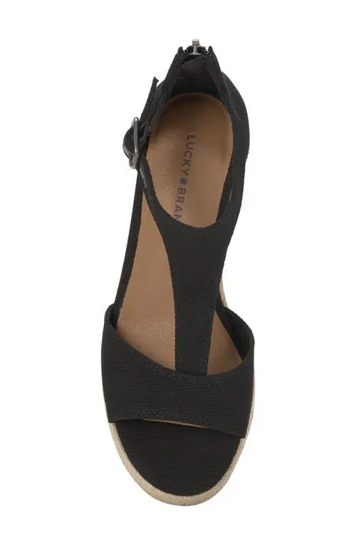 Lucky Brand Cyleste Platform Wedge Espadrille - Black