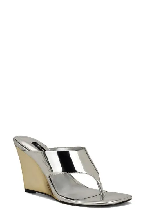 Nine West Presa Wedge Flip Flop - Silver