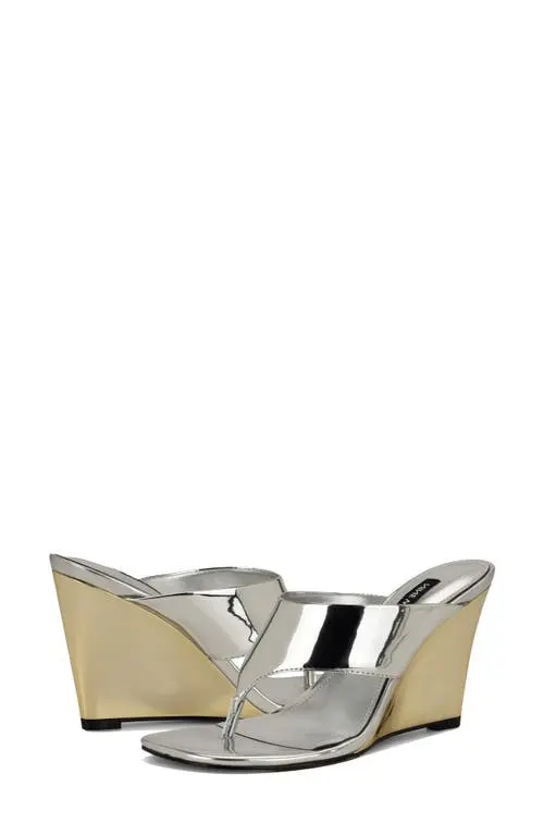 Nine West Presa Wedge Flip Flop - Silver