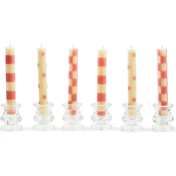 MACKENZIE-CHILDS Set Of 6 Dinner Candles - Pink