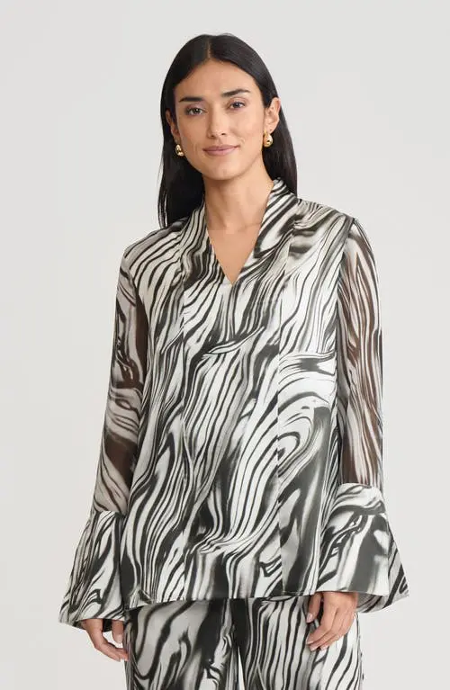 Misook Marble Print Silk Tunic