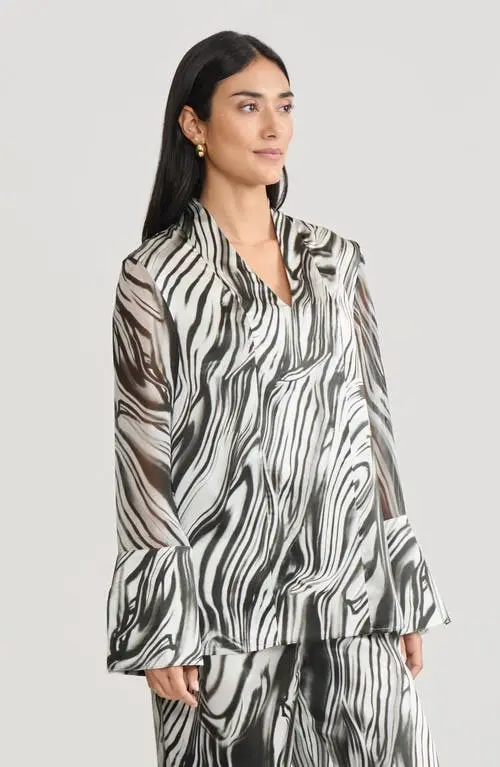 Misook Marble Print Silk Tunic
