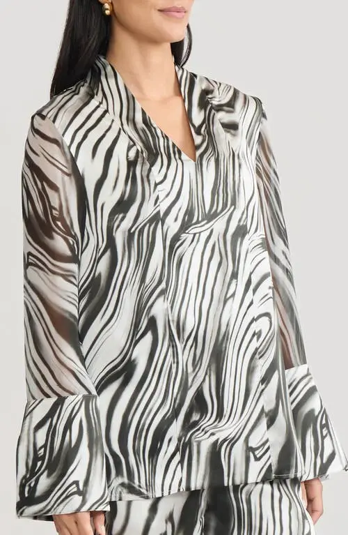 Misook Marble Print Silk Tunic
