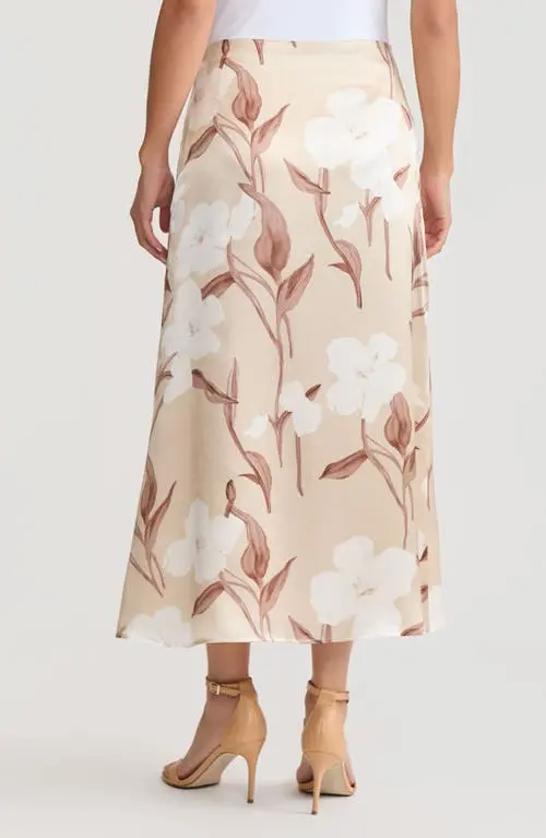 Misook Floral Print Flared Maxi Skirt