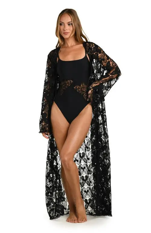 L'Agence Butterfly Long Sleeve Cover-up - Black