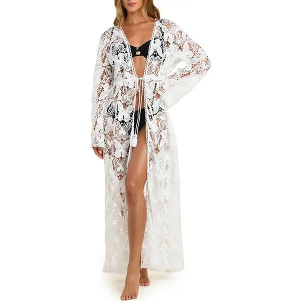 L'Agence Butterfly Long Sleeve Cover-up - White