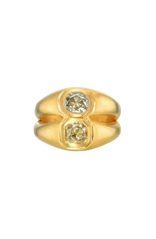 DARIUS Old Mine Diamond Signet Ring - Gold/diamond/emerald