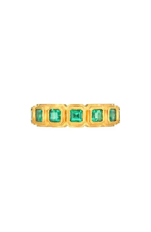 DARIUS Ziggurat Bezel Set Emerald Eternity Band - Yellow Gold/emerald