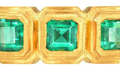 DARIUS Ziggurat Bezel Set Emerald Eternity Band