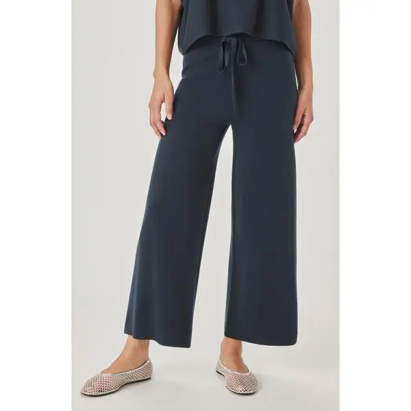 Splendid Christa Crop Sweater Pants - Mood Indigo Blue